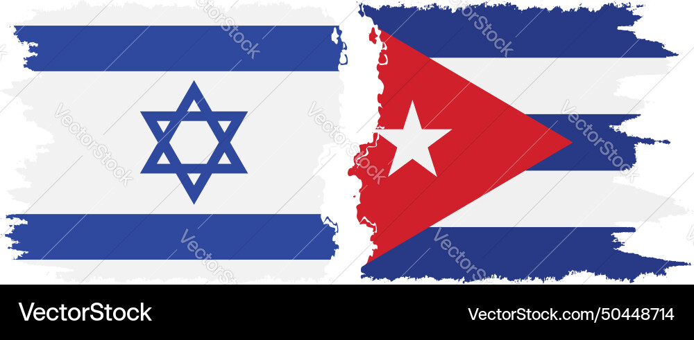 Cuba and israel grunge flags connection Royalty Free Vector