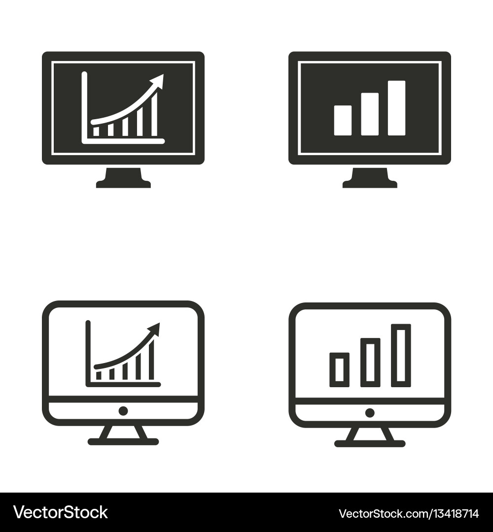 Diagram screen icon set Royalty Free Vector Image