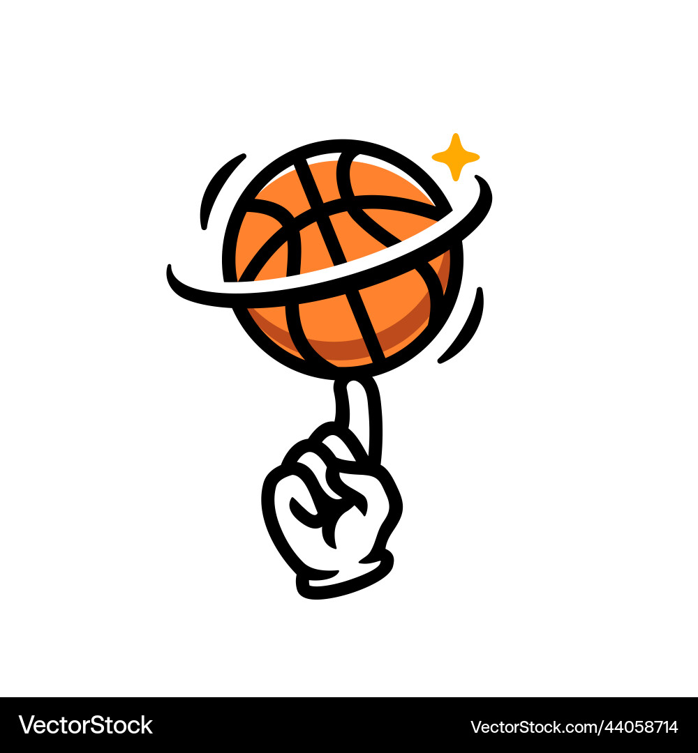 Hand with spinning basketball logo Royalty Free Vector Image