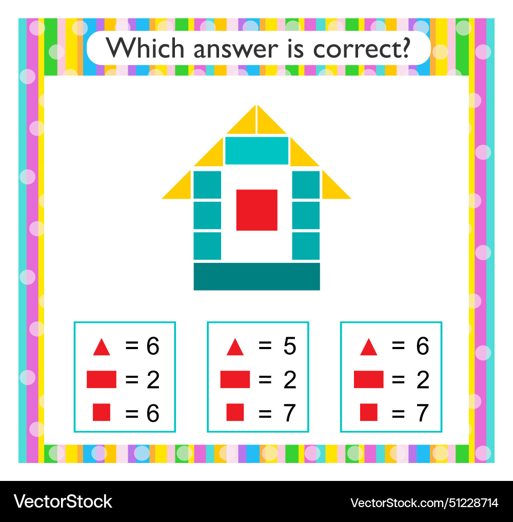 Math activity for kids find the correct answer Vector Image