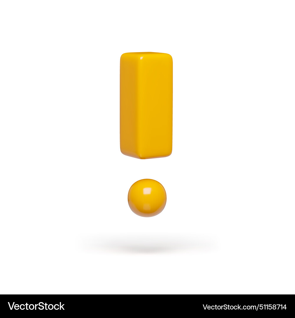 Realistic yellow exclamation mark symbol with Vector Image