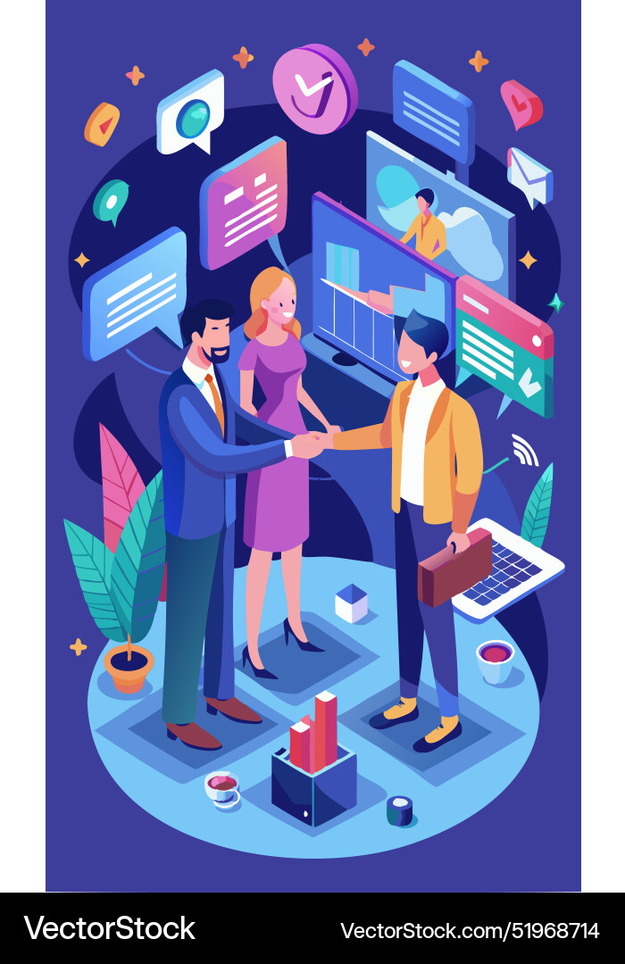 Remote Recruitment And Virtual Handshakes Vector Image