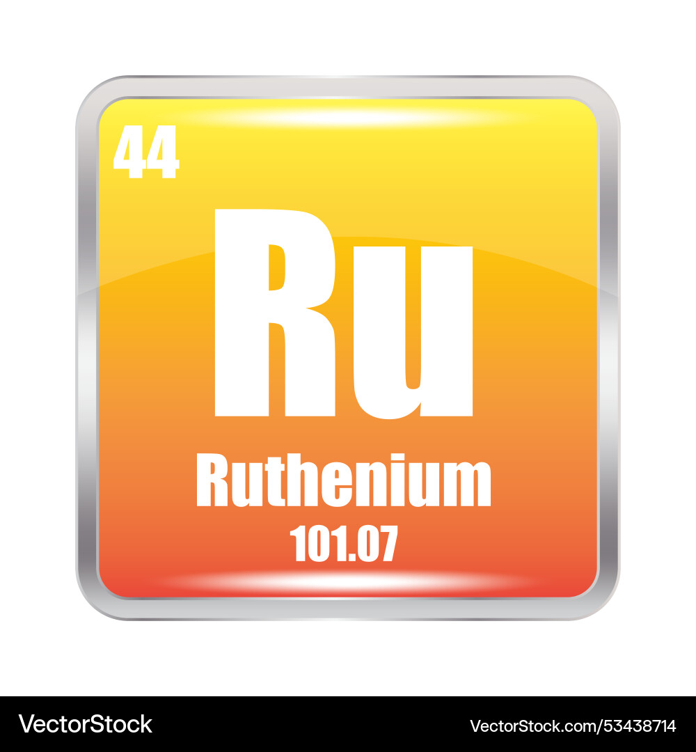Ruthenium icon ru chemical element atomic number Vector Image