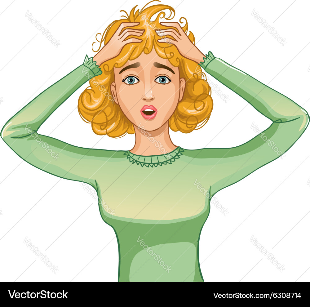Scared cartoon young woman Royalty Free Vector Image
