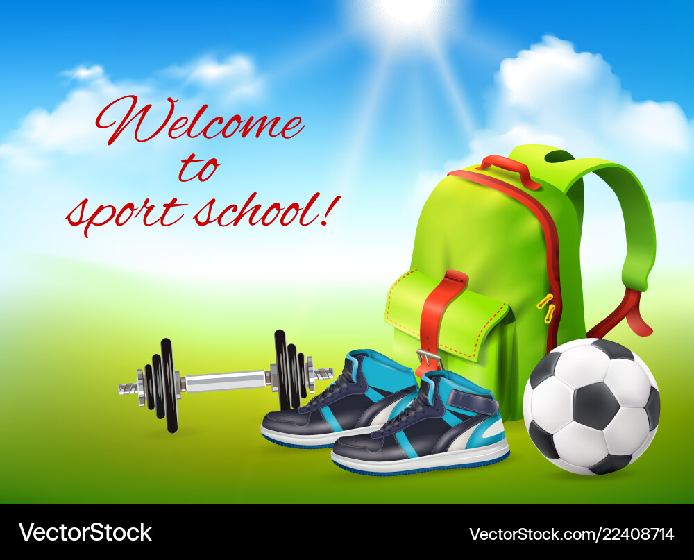 Sport school realistic background Royalty Free Vector Image