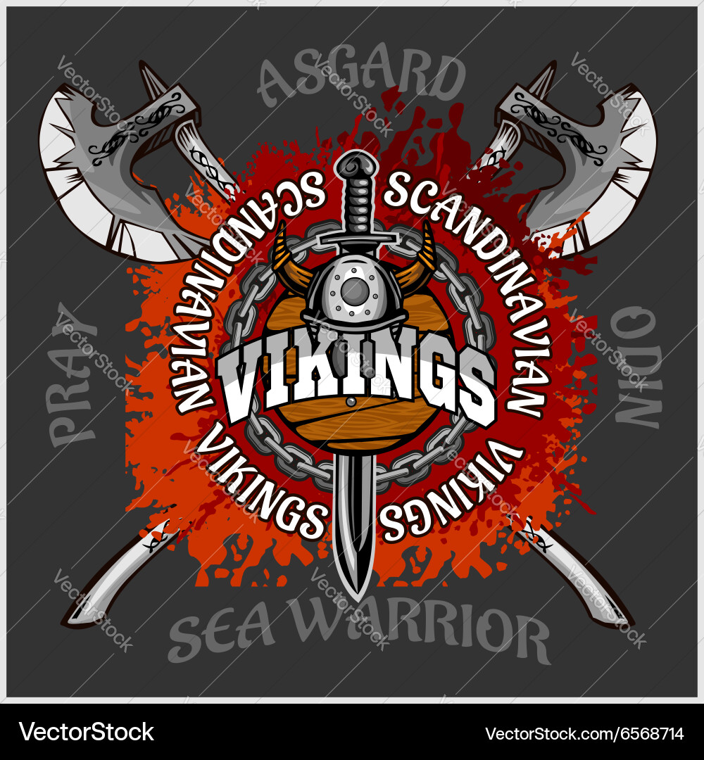 Viking emblem and logos plus isolated elements Vector Image
