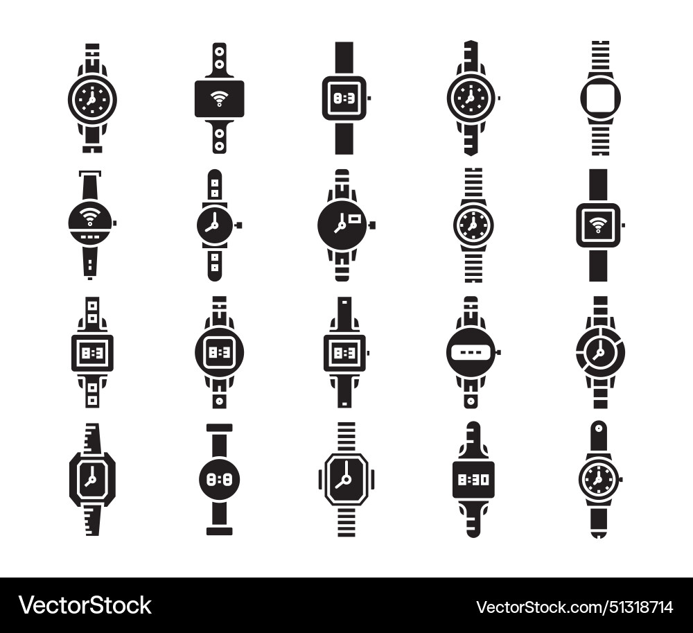 Watch icons set Royalty Free Vector Image - VectorStock