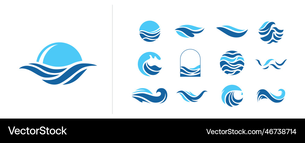 Blue Wave Abstract Watermark Vector Images (over 440)