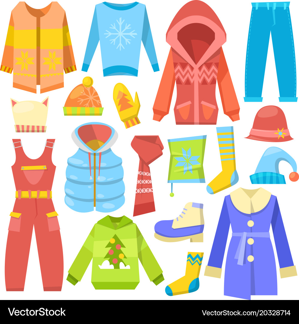 Winter clothes warm clothing sweater Royalty Free Vector