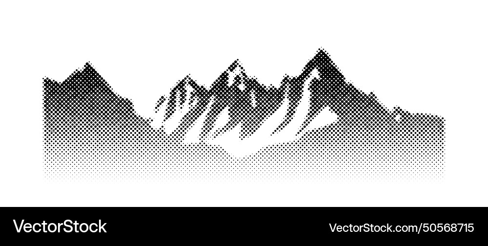 Black halftone mountain range grunge texture Vector Image