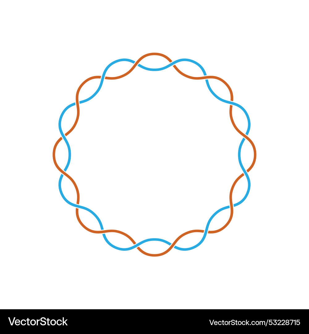 Circular frame with overlapping two color wavy Vector Image