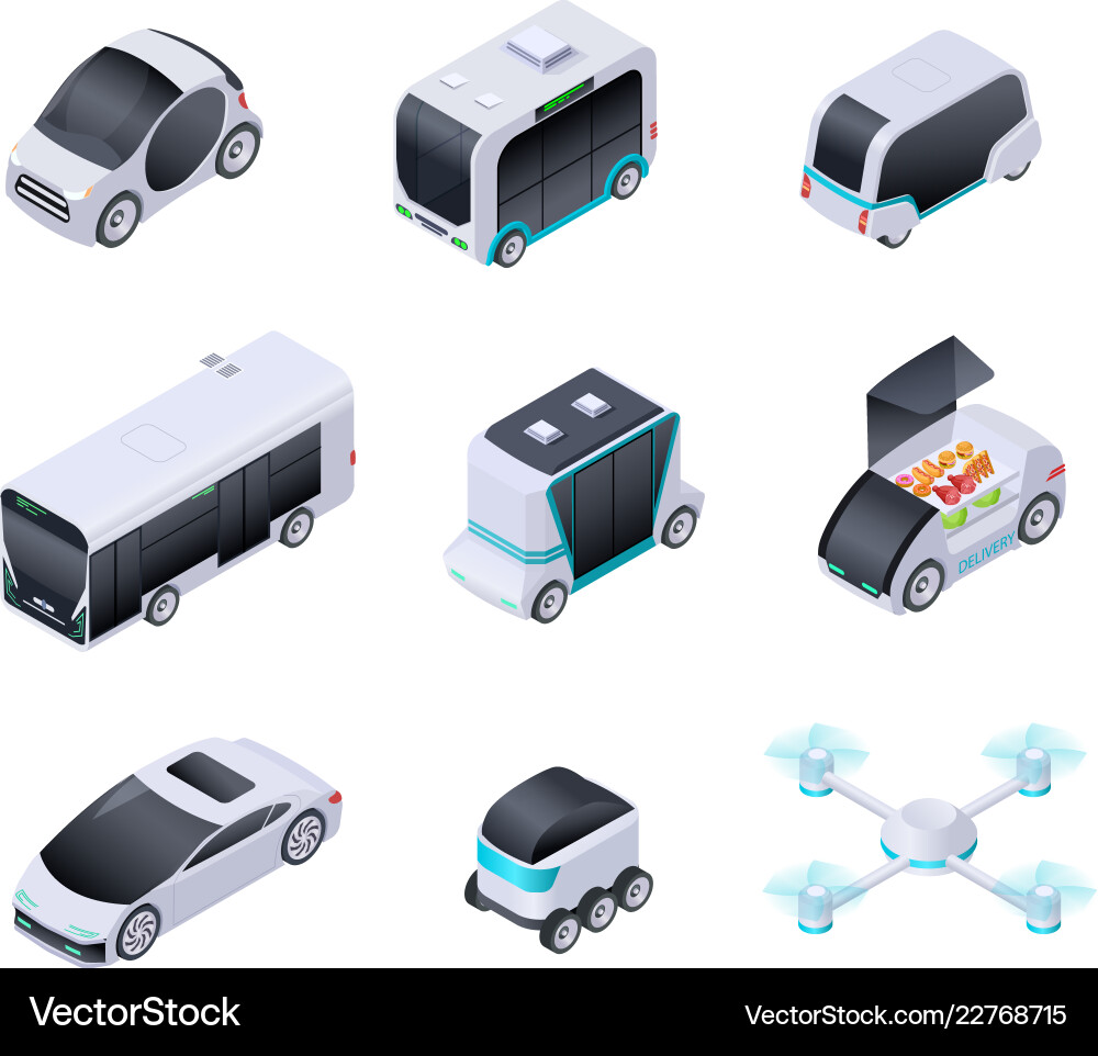 Driverless cars future smart vehicles unmanned Vector Image