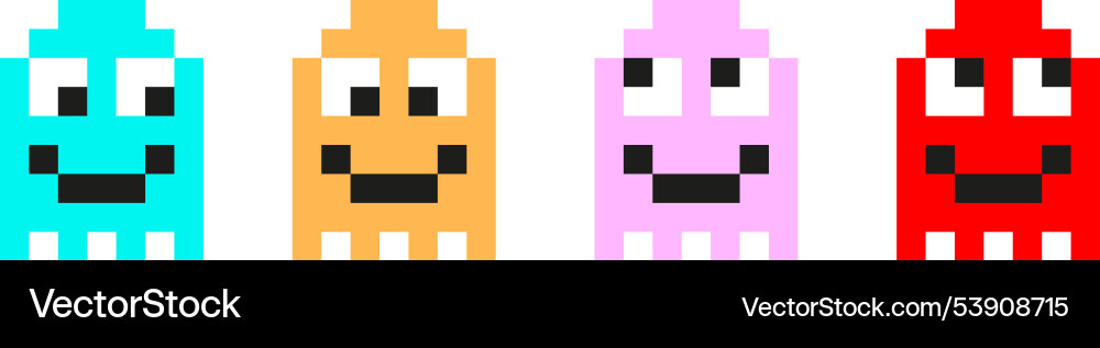 Four different colored pac-man characters with Vector Image