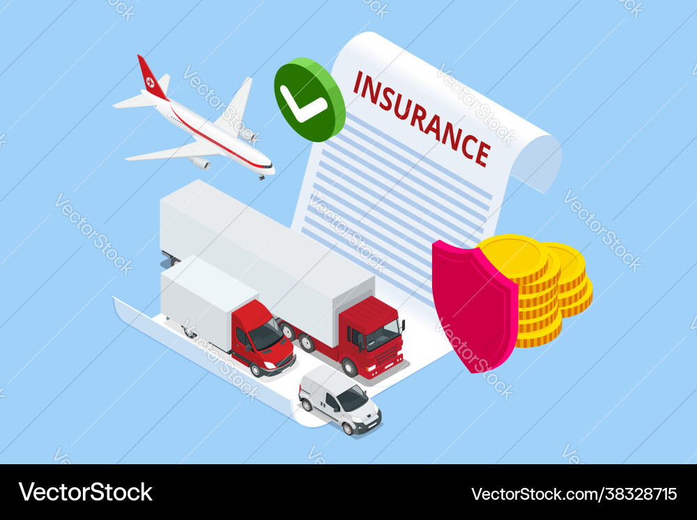 Isometric insurance policy concept air cargo Vector Image