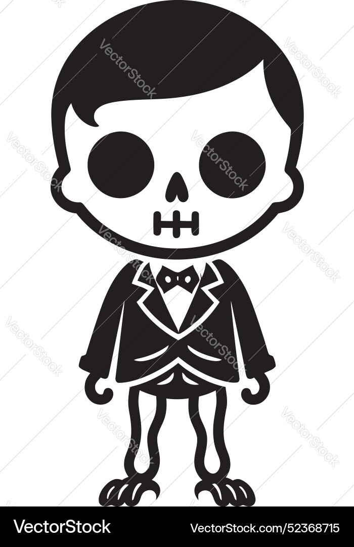 Quirky skeleton figure cute icon lovable skeletal Vector Image