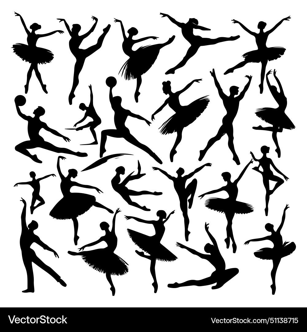 Silhouette set of ballet dance Royalty Free Vector Image