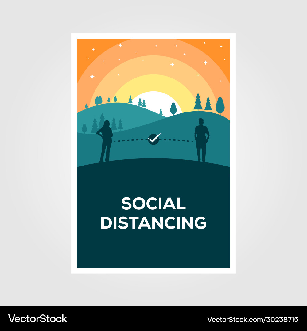 Social distancing poster template design Vector Image