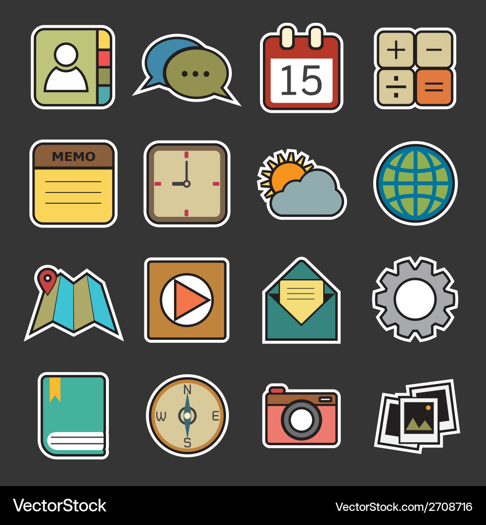 Application icons Royalty Free Vector Image - VectorStock