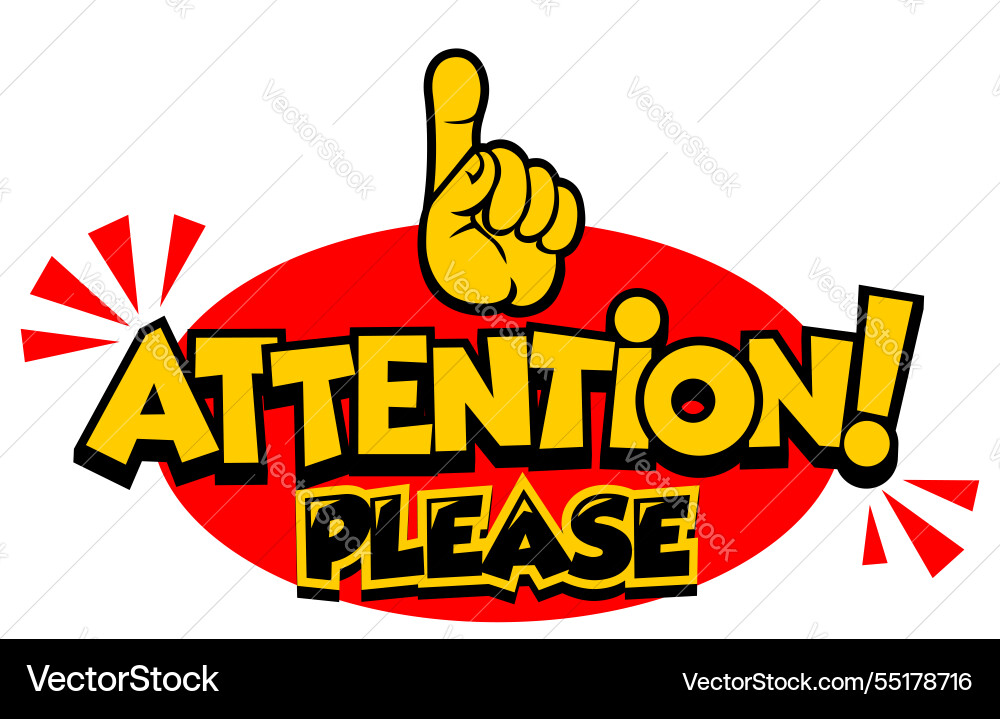 Attention please finger sign Royalty Free Vector Image