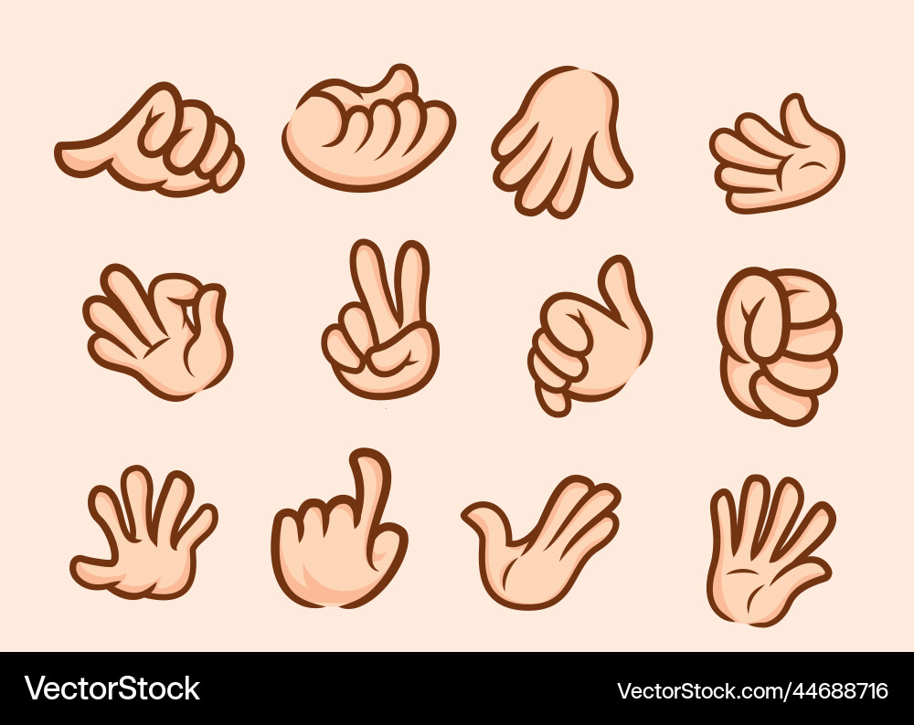 Cartoon Hand Poses Collection Royalty Free Vector Image