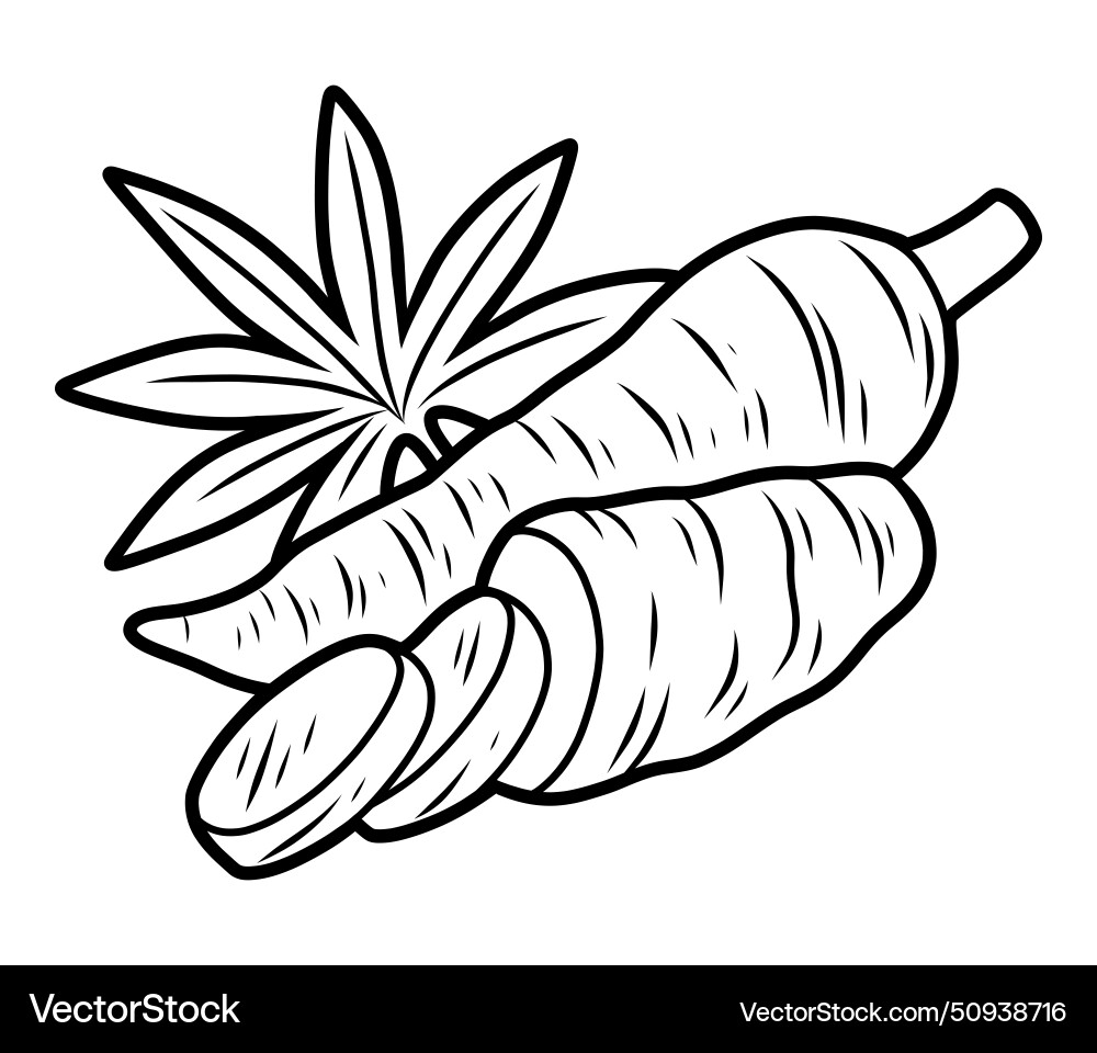 Coloring book for kids cassava Royalty Free Vector Image