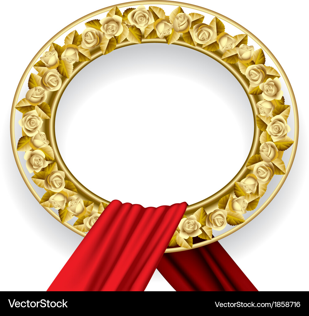 Gold Wreath Frame with Roses Royalty Free Vector Image