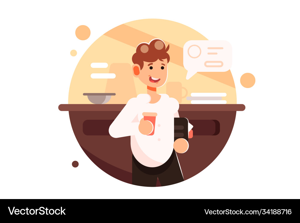 Guy with emotion at work flat Royalty Free Vector Image