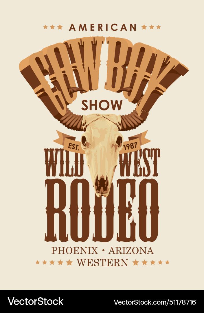 Poster for a cowboy rodeo show Royalty Free Vector Image