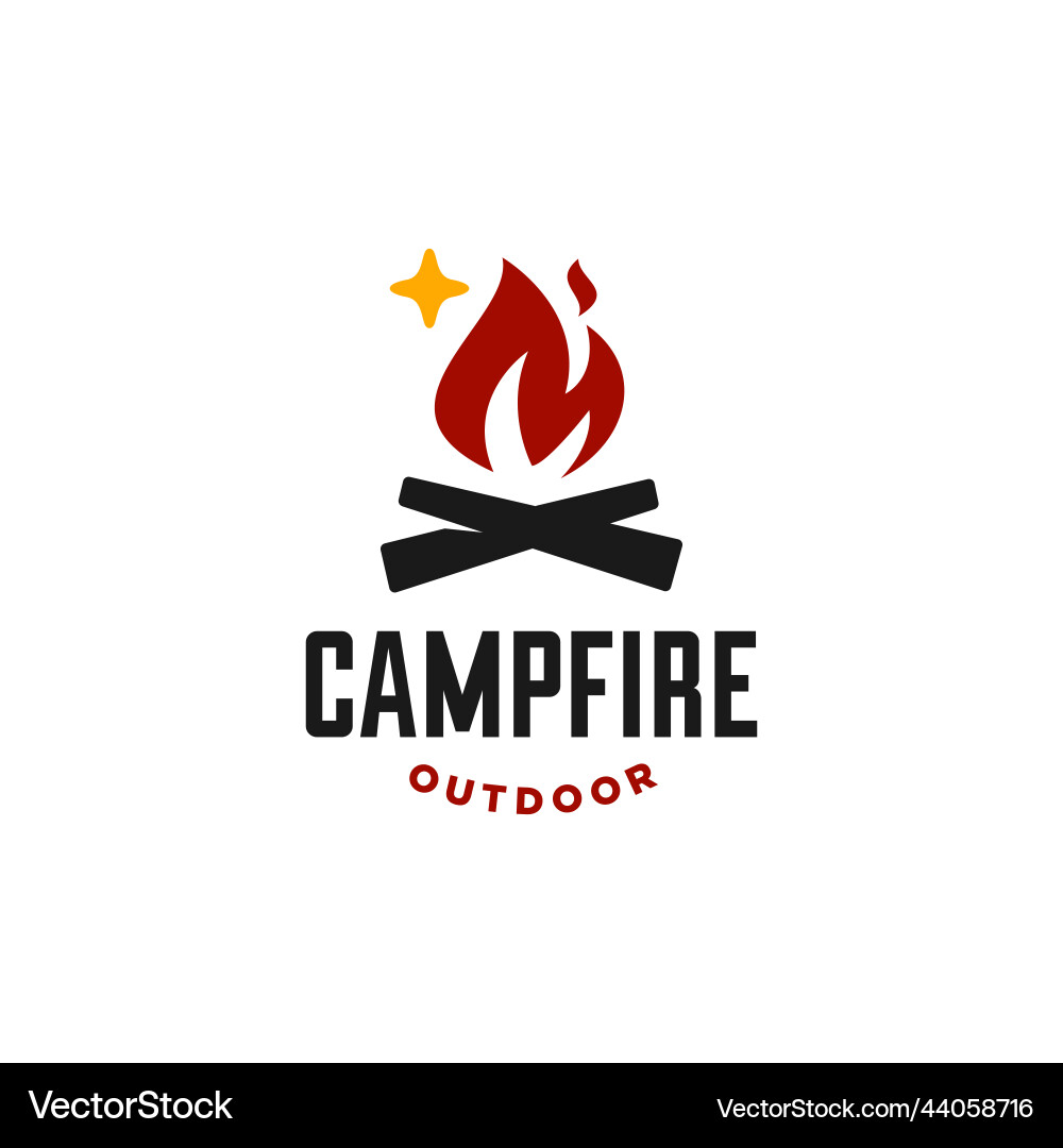Rustic Campfire Logo - Flames & Logs Vector Image