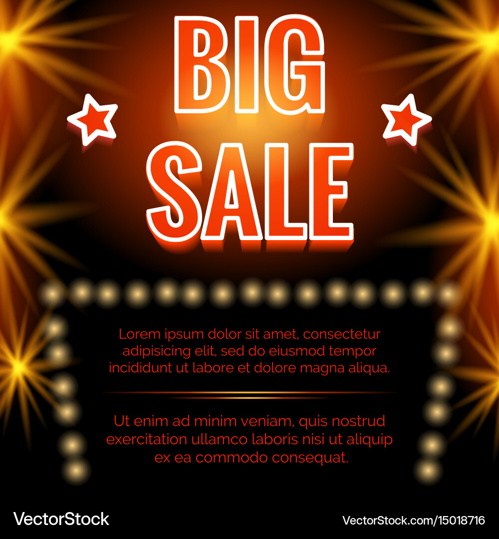 Shining big sale poster design Royalty Free Vector Image