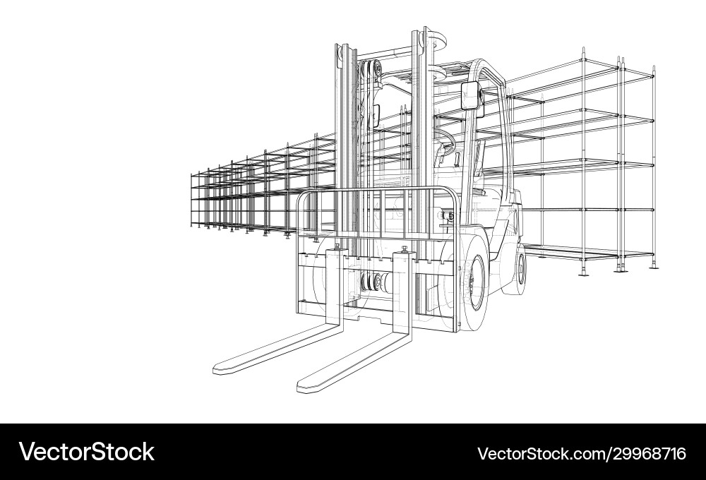 Warehouse shelves and forklift Royalty Free Vector Image
