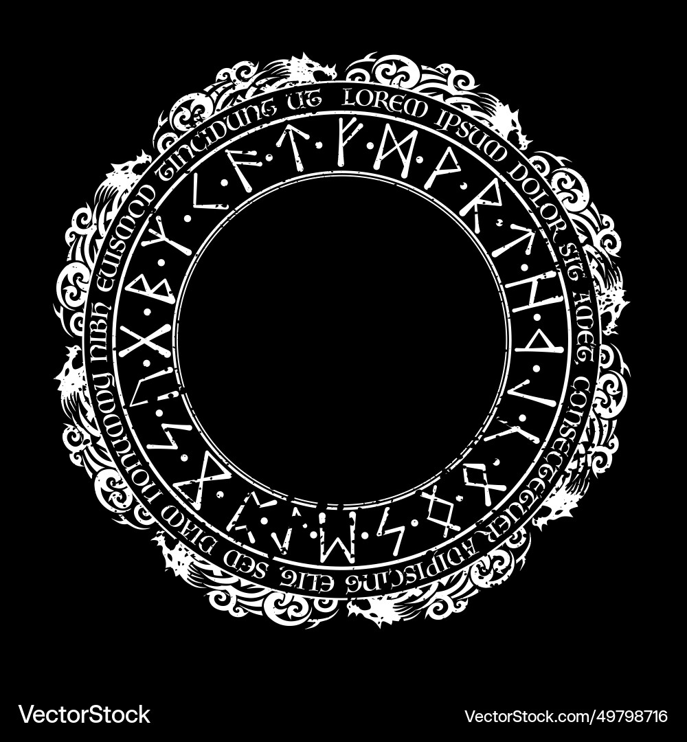 White scandinavian circle runes Royalty Free Vector Image