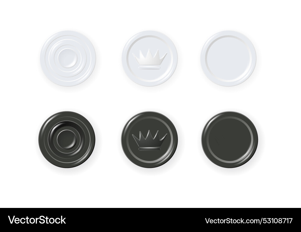 Black and white checkers chips 3d realistic round Vector Image