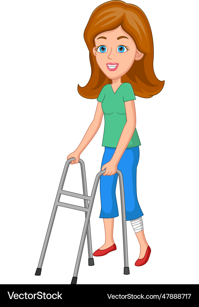Cartoon broken leg woman Royalty Free Vector Image