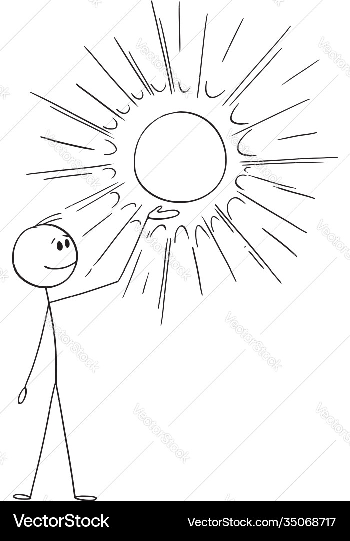 Cartoon man holding and showing shining Royalty Free Vector