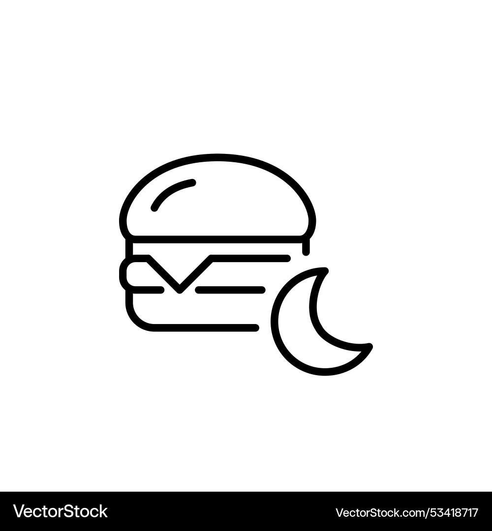 Cheeseburger and moon fast food evening snack Vector Image