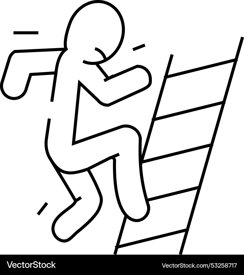 Fall ladder accident line icon Royalty Free Vector Image