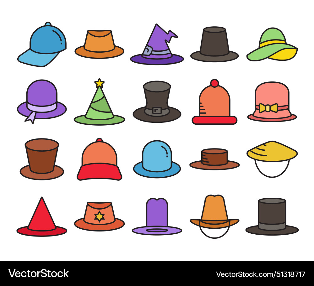 Hat icons set Royalty Free Vector Image - VectorStock