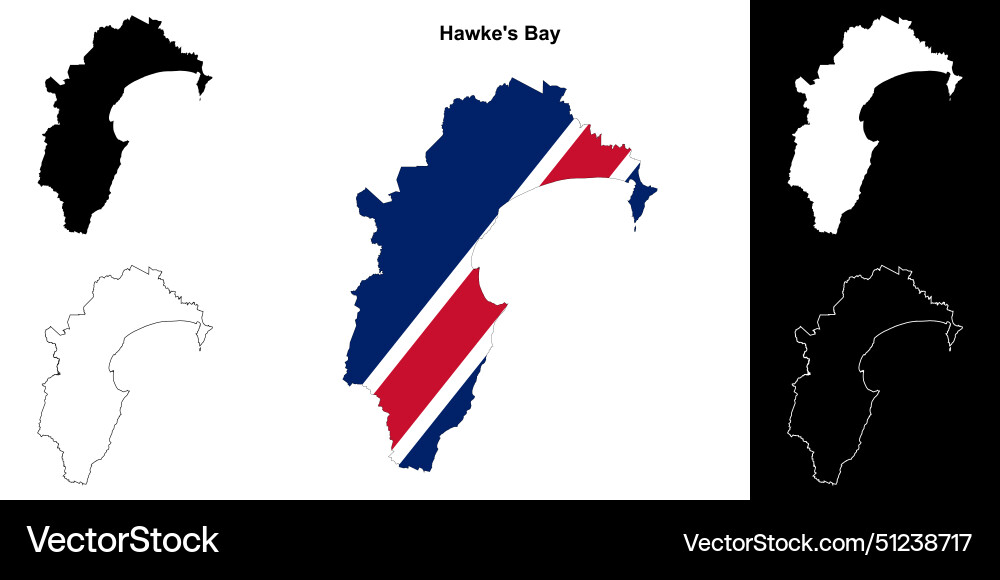 Hawkes bay outline map Royalty Free Vector Image