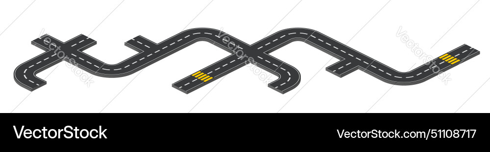 Isometric asphalt road map Royalty Free Vector Image