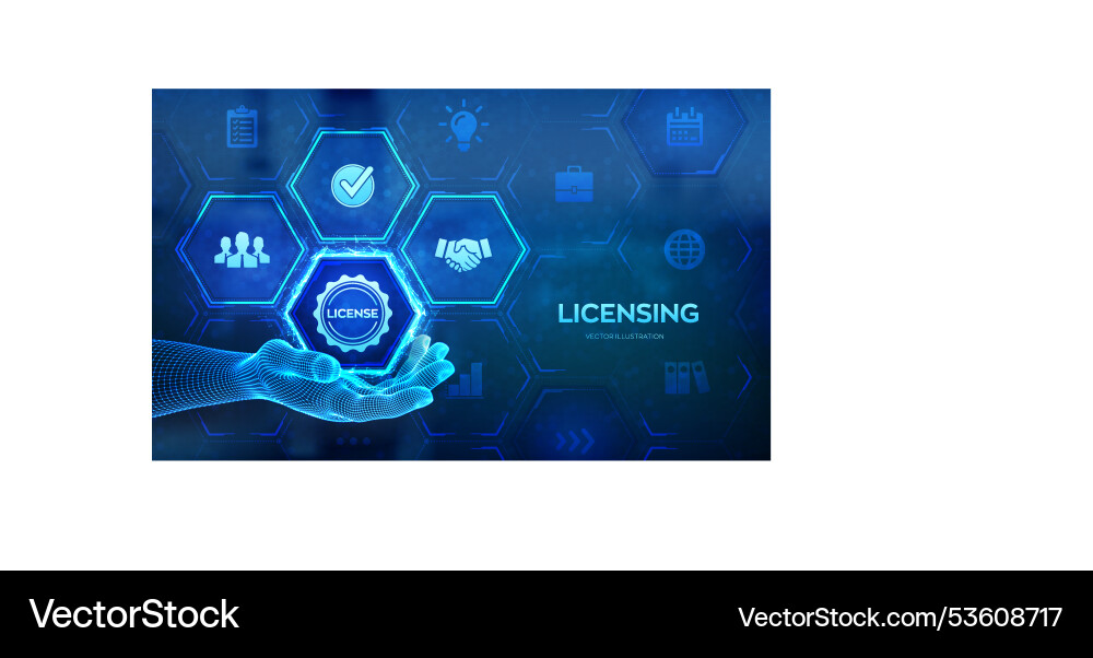 Licensing license agreement concept in wireframe Vector Image