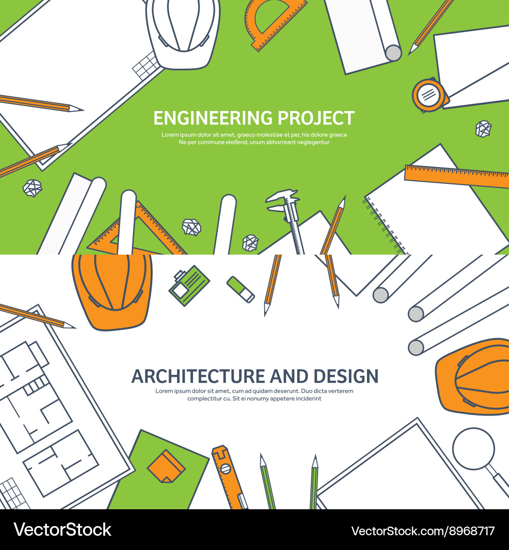 Lined outline engineering Royalty Free Vector Image