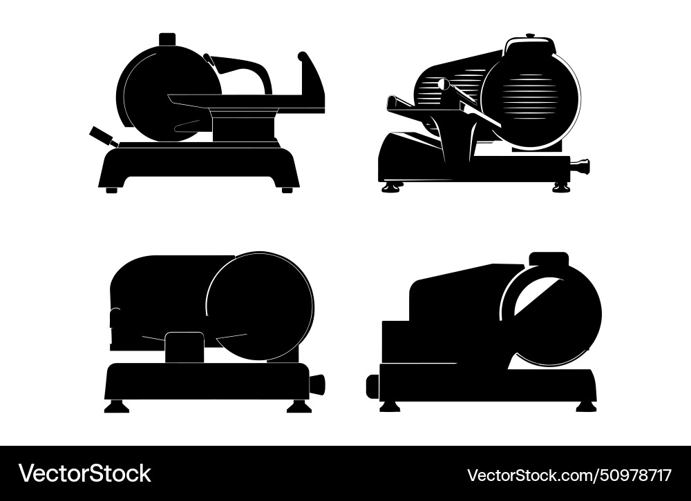 Meat slicer silhouette set Royalty Free Vector Image