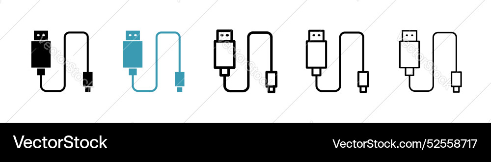 Phone cable icon set on white background Vector Image