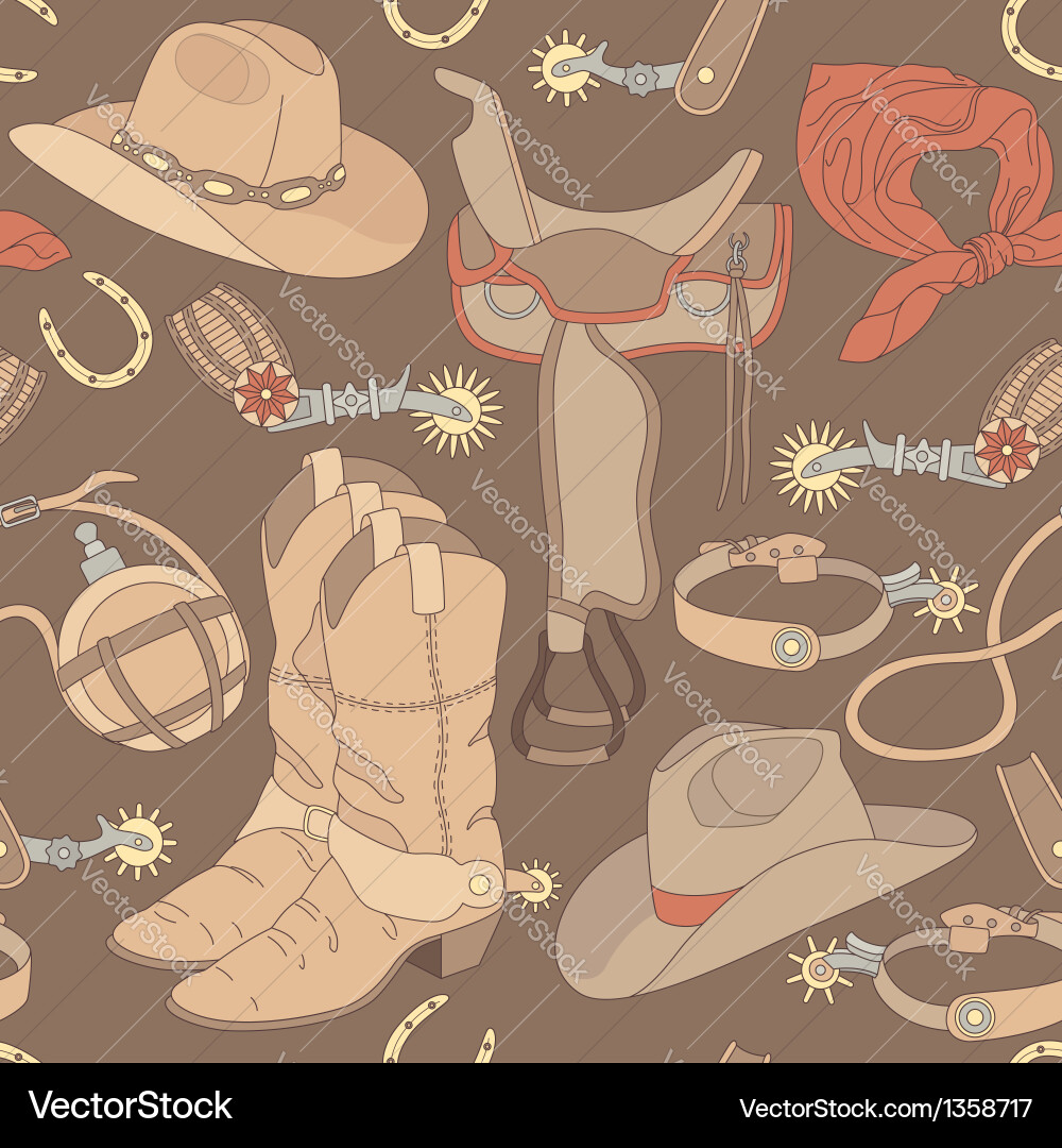 Seamless cowboy pattern Royalty Free Vector Image