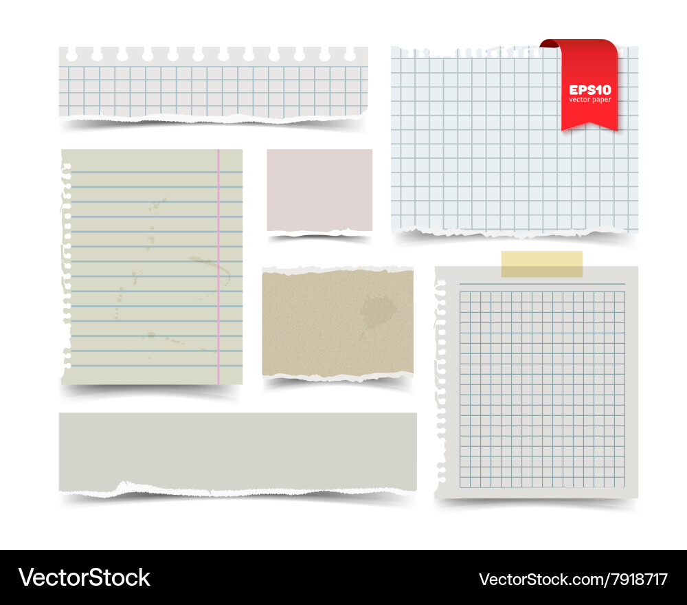 Set of old vintage notepaper sheets Royalty Free Vector
