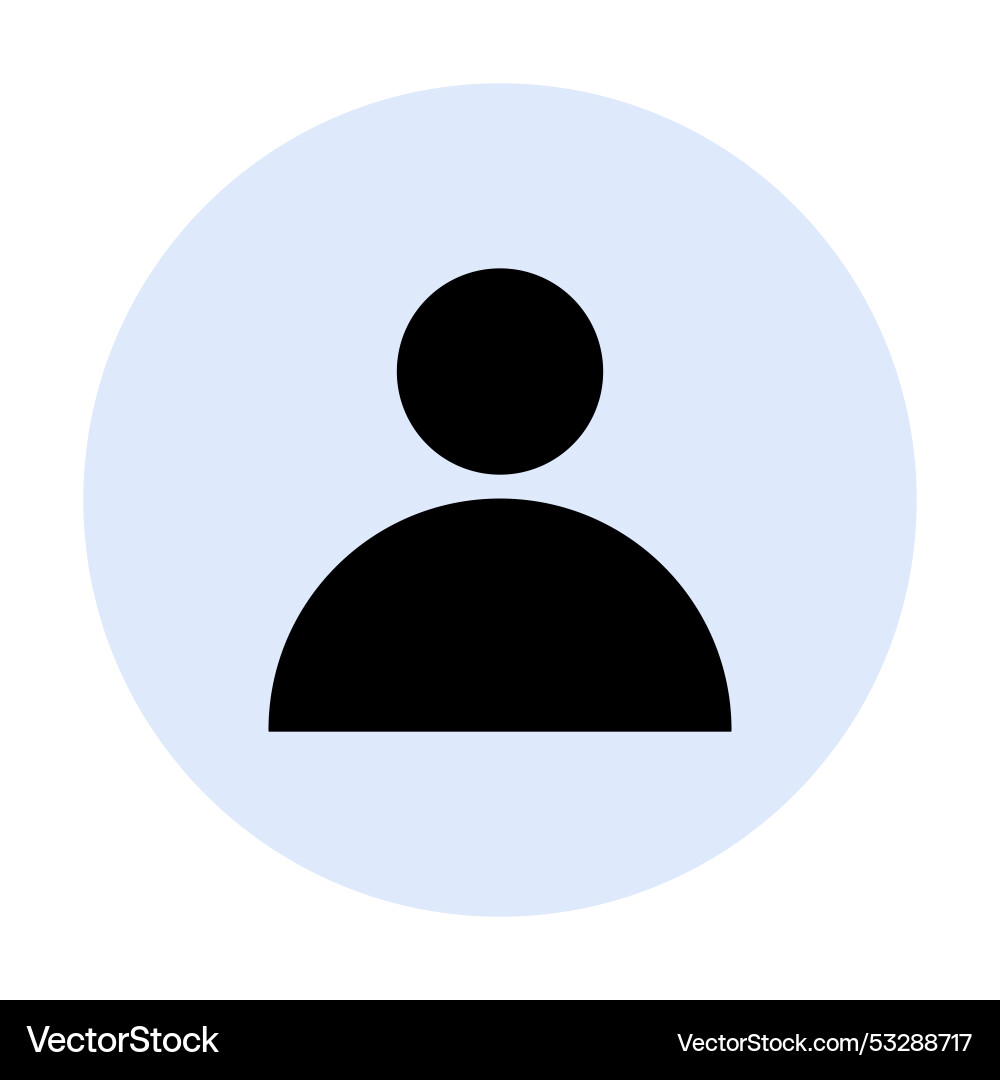 Simple black user icon on light blue circle Vector Image