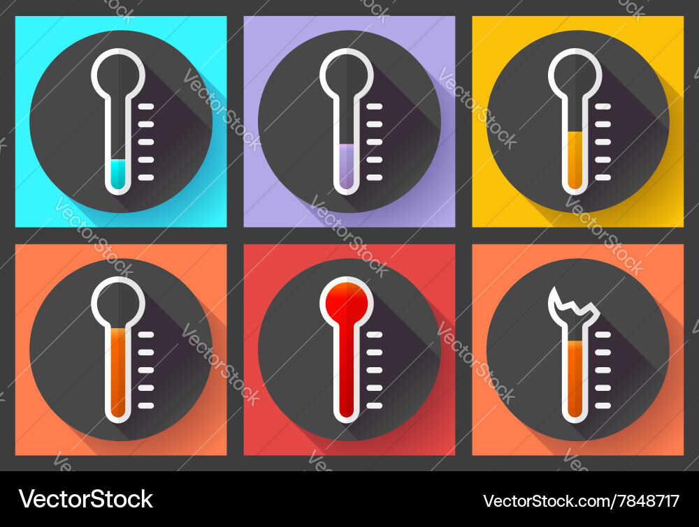 Thermometer icon set high temperature symbol Vector Image