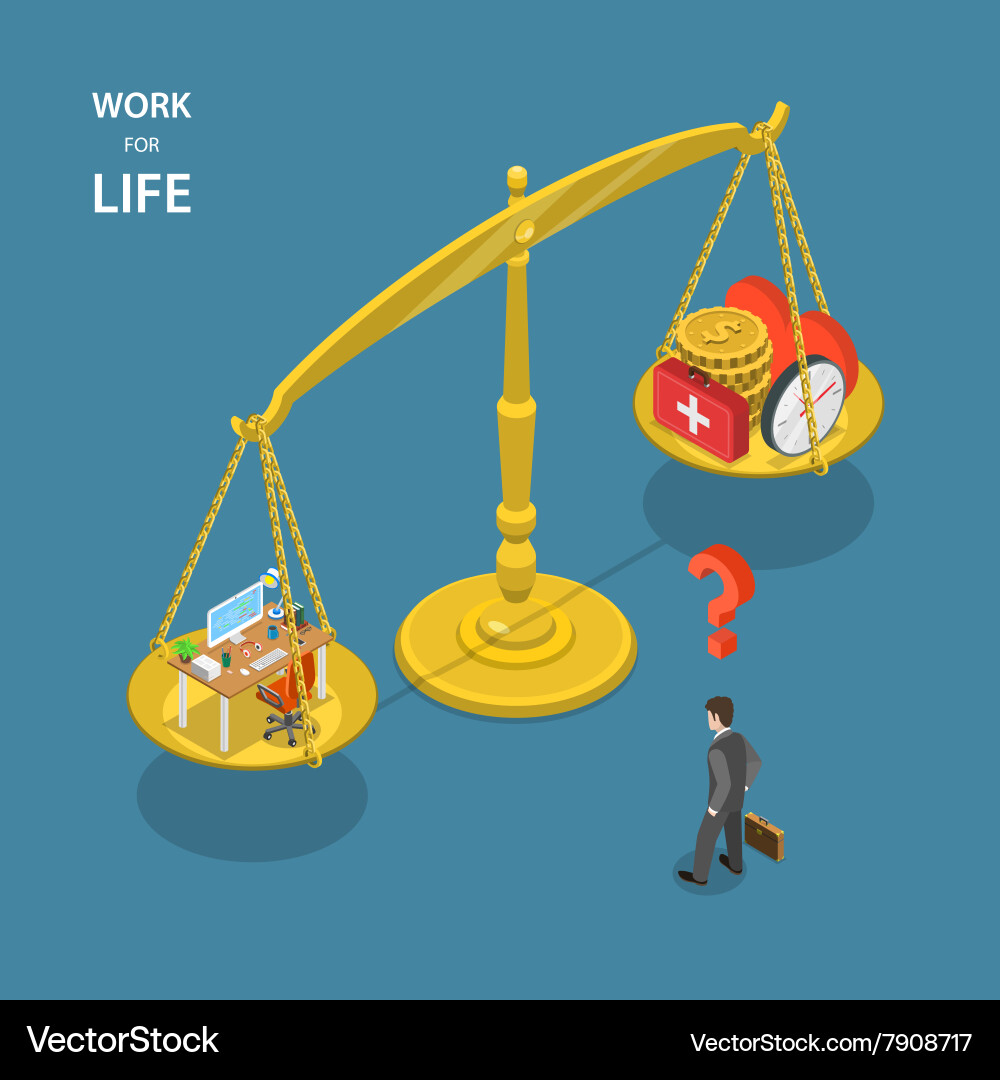 Work for life isometric flat Royalty Free Vector Image