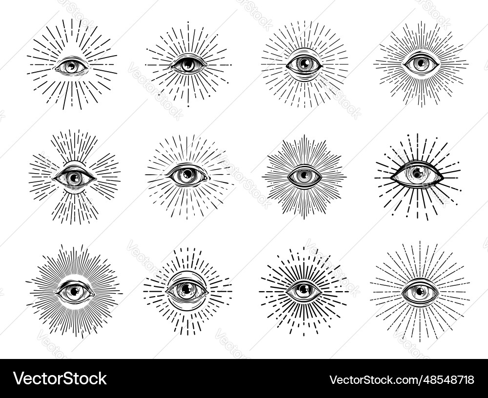 All Seeing Eye Occult Symbols Royalty Free Vector Image
